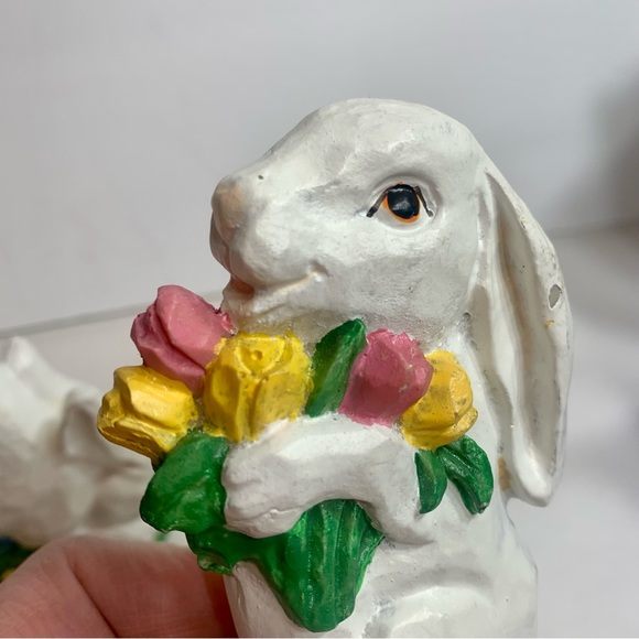 Source Unknown | Accents | Vintage Bunnies Set Of Two Two White Resin ...